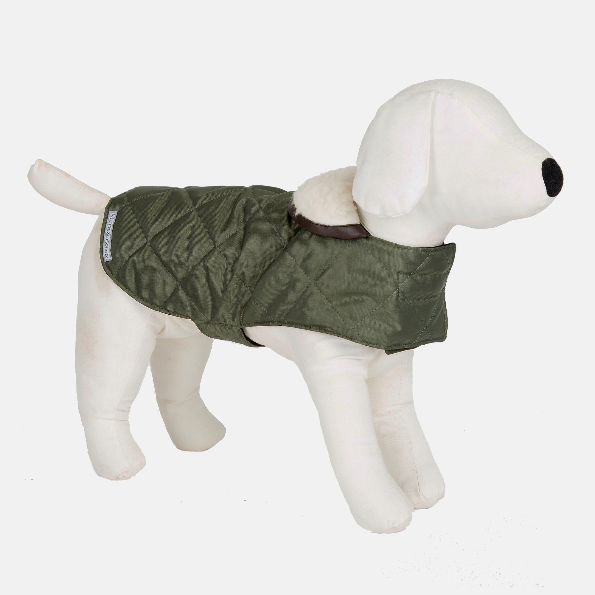 Olive Quilted Dog Coat